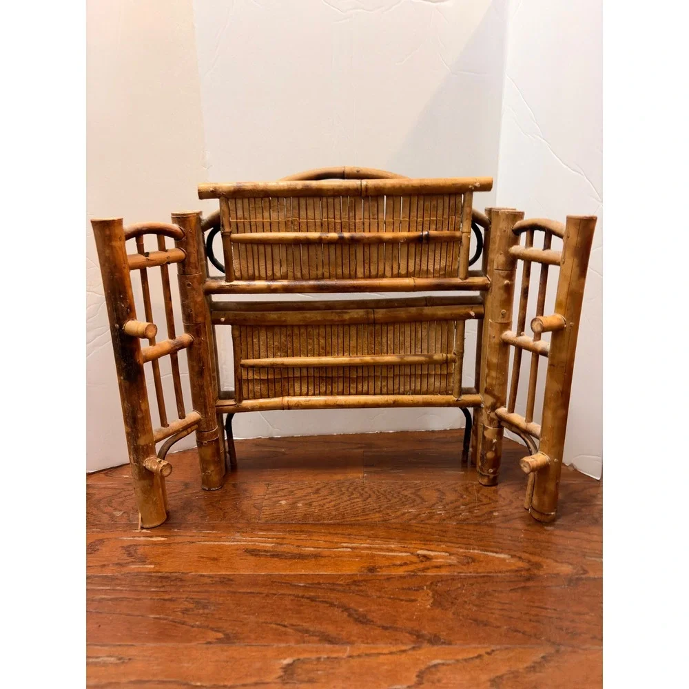 Storage & Organization | Vintage Burnt Bamboo Folding Wall Shelf ...